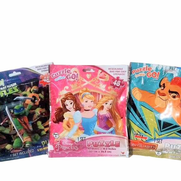 Disney | Toys | New Puzzles To Go Lot Of 3 Disney Princesses Lion Guard ...